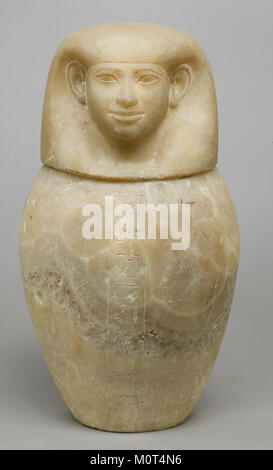This canopic jar lid, dating to ancient Egypt, depicts the head of Hapy ...