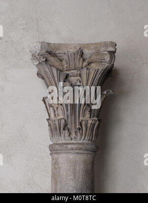 A capital from an ancient column, showcasing the architectural detail ...