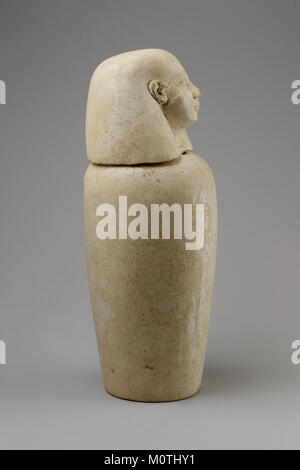 This ancient Egyptian canopic jar features the head of Duamutef, one of ...