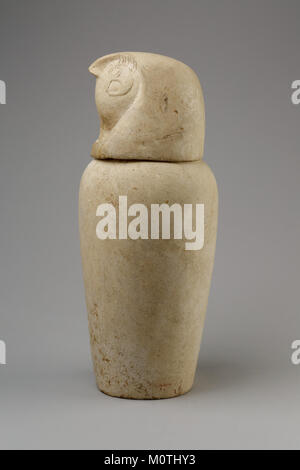 This ancient Egyptian canopic jar, representing Imsety, one of the four ...