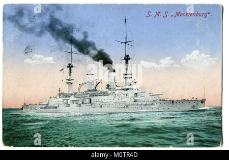 German historical postcard: SMS Mecklenburg, the squadron battleship ...