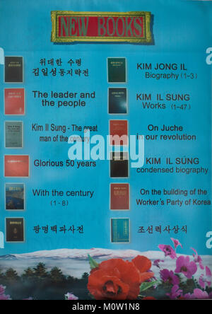 New North Korean books list in a library, Pyongan Province, Pyongyang ...