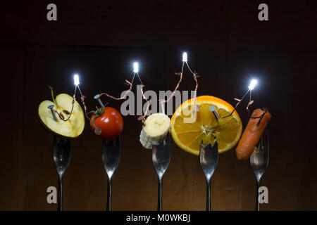 Five a day 5 fruit to provide energy power supply electricity ...