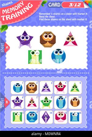 Memory game children. learning of geometry shapes. Memory training ...