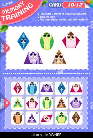 Memory game children. learning of geometry shapes. Memory training ...