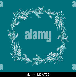 Flowers leaves wreath, handmade pattern, watercolor art painting ...