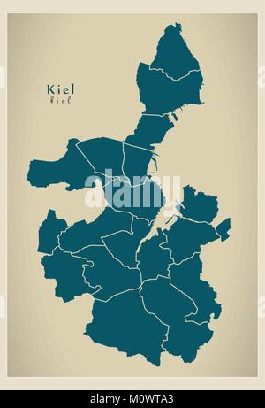 Kiel city map Germany DE labelled black illustration Stock Vector Image ...