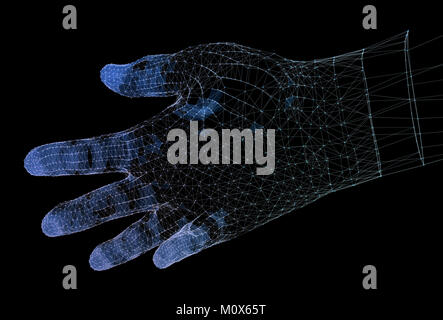Hands network connections, sense of technology 3d illustration Stock ...