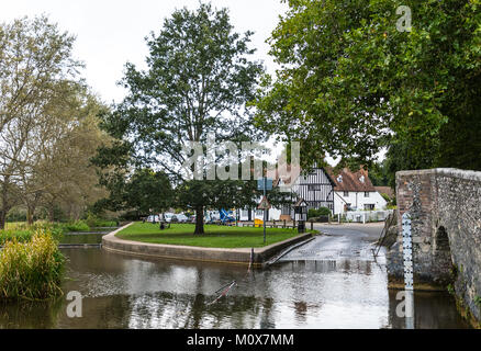 The ford and humpback bridge over the river Darent in Eynsford, Kent ...