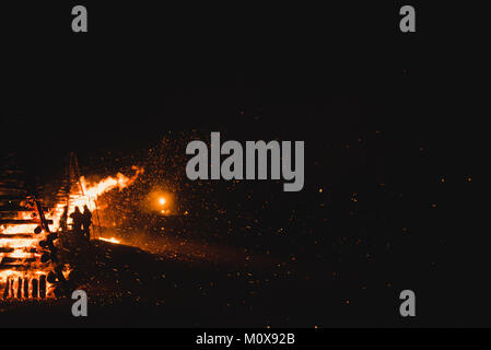 Bonfires and fireworks on the Mississippi River, Gramercy, St. James ...