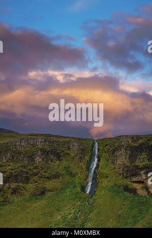 Small waterfall in the south of Iceland during daytime in summer Stock ...