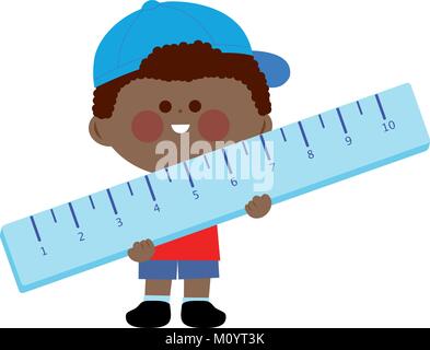 Little boy measuring with ruler illustration Stock Vector Image & Art ...