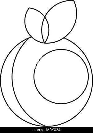 Round apple with leaves icon, outline style Stock Vector Image & Art ...