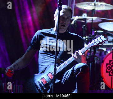 Benjamin Burnley of the band Breaking Benjamin performs in concert as ...
