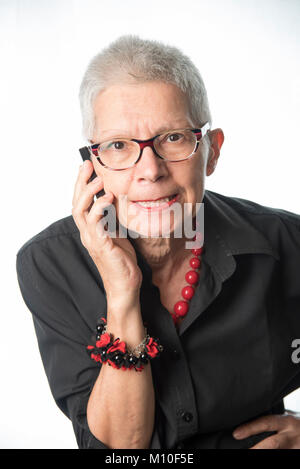 Old lady yelling at her cell phone Stock Photo - Alamy