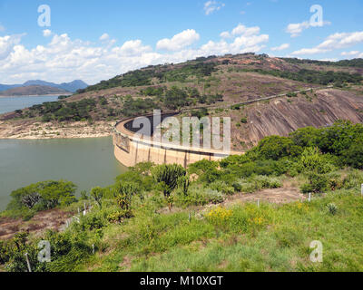 Lake Mutirikwi (formerly lake Kyle), Zimbabwe. water flows from the ...