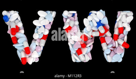 Pharmacy font P and Q pills letters over white Stock Photo - Alamy