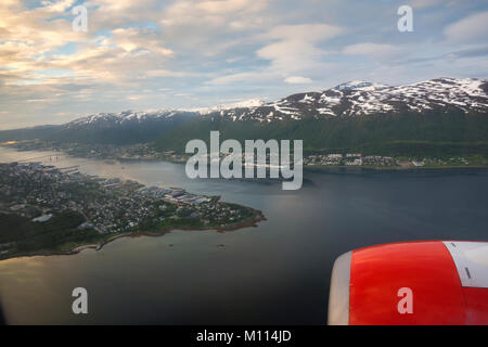 plane flight on Tromso to Lofoten in Norway Stock Photo - Alamy