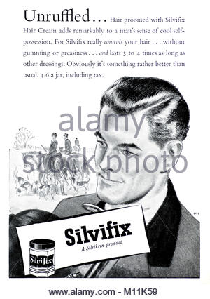 A 1950s magazine advertisement for Silvikrin hair shampoo Stock Photo ...