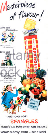 Spangles sweets vintage advertising 1950s Stock Photo - Alamy