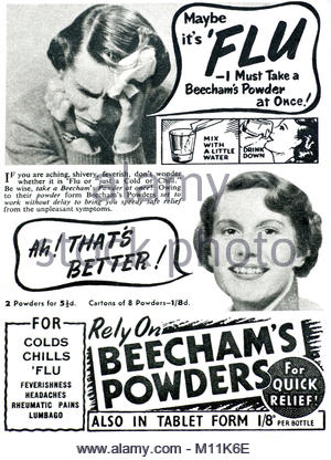 1950s magazine advertisement for Beecham's Powders Stock Photo - Alamy