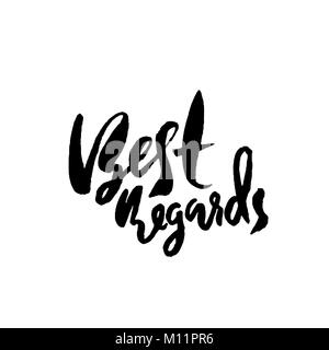 Best Regards hand drawn lettering. Handwritten calligraphy vector Stock ...