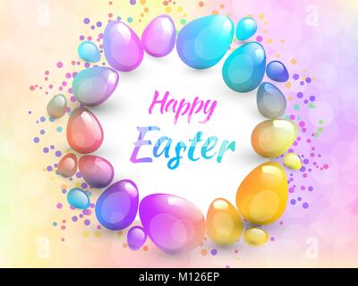 Easter Discount with Lettering Inscription on blue background. Cute ...
