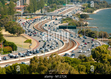Perth Western Australia Highway 2 Mitchell Freeway entering Perth from ...