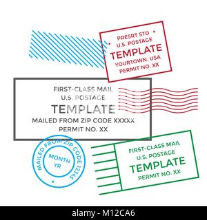 Postal cancellation First Class mail w Postage Paid mark Stock Vector ...