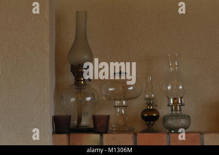 Oil lamps. Ornament on the mantelpiece. Light source. The Middle Ages ...