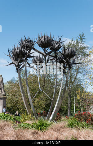 Thistle sculpture in North Inch Park in Perth, Scotland. UK Stock Photo ...