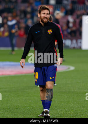 Lionel Messi of Barcelona during the warm-up before during the Copa del ...