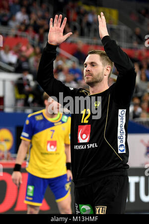 Swedens goalkeeper Andreas Palicka during the EHF European Championship ...