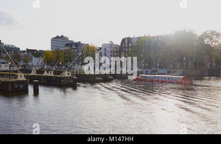 Amstelsluizen sluice gates, Amstel river, Amsterdam, Netherlands Stock ...
