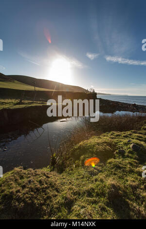 The Wales Coast Path. A stream crossing on the Wales and Ceredigion ...