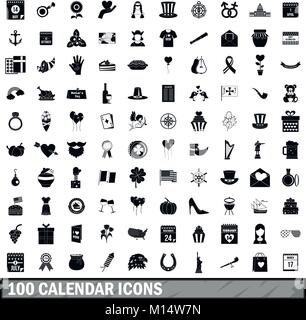 100 calendar icons set, simple style Stock Vector Image & Art - Alamy
