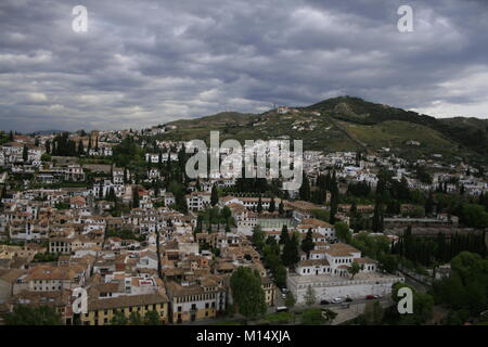 Cityview of Granada, Andalusia, Spain in a cloudy day, Spring 2016 ...