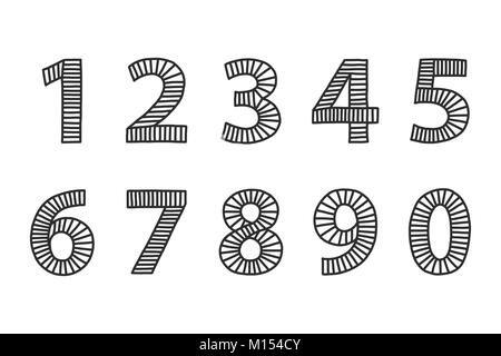 Black outline font Number 9 NINE 3D illustration on black background ...