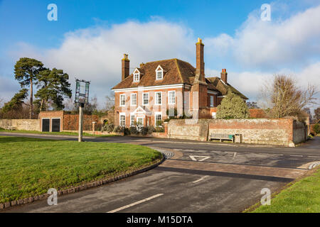 Offham village green in Kent, with attractive houses and the only ...