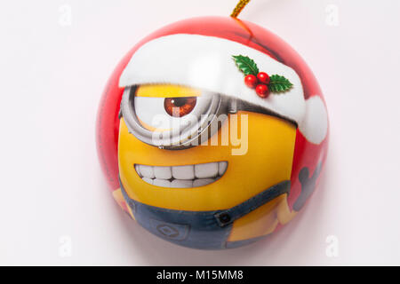 Despicable Me Minion tin tree decoration with cookie isolated on white ...