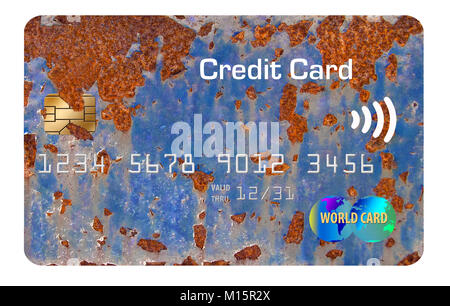 Old rusty, worn out credit card isolated on a white background Stock ...