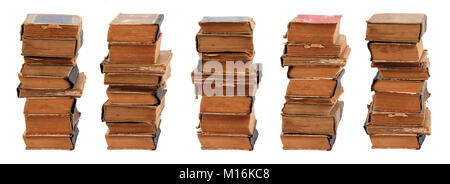 Old books of different shape and color. Isolated on white background ...