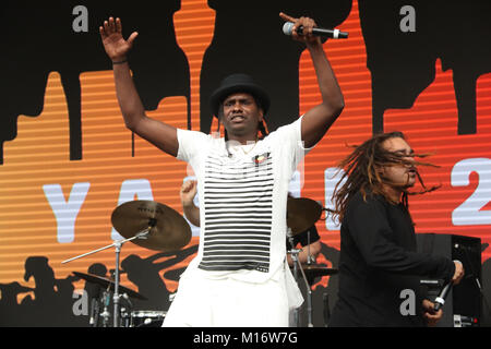 Baker Boy performs on stage during the official commencement of Treaty ...