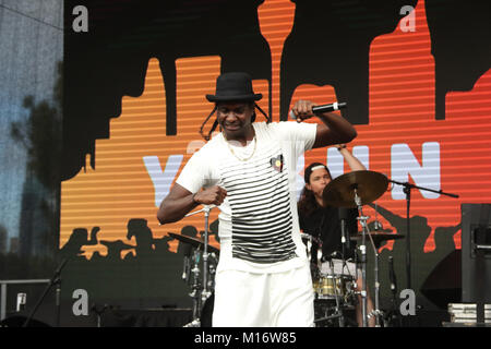 Baker Boy performs on stage during the official commencement of Treaty ...