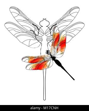 Cartoon bright dragonfly insects. Kids I spy game vector educational ...