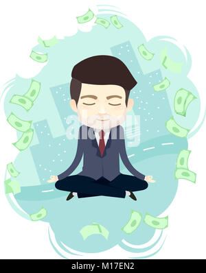Cartoon businessman thinking about money Stock Photo - Alamy