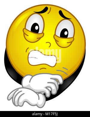 Illustration of a Smiley Mascot with Skin Allergy and Being Worried ...