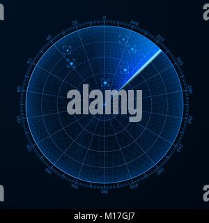 HUD military radar or sonar display interface, vector target detection ...