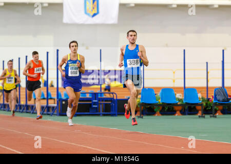 SUMY, UKRAINE - JANUARY 28, 2018: Yuriy Kishchenko takes second place ...