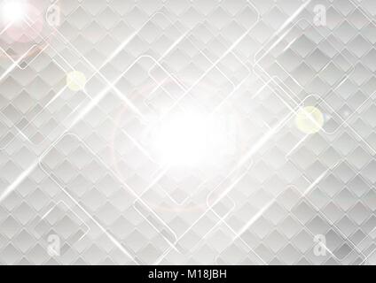Minimal light grey glossy squares. Abstract technology banner design ...